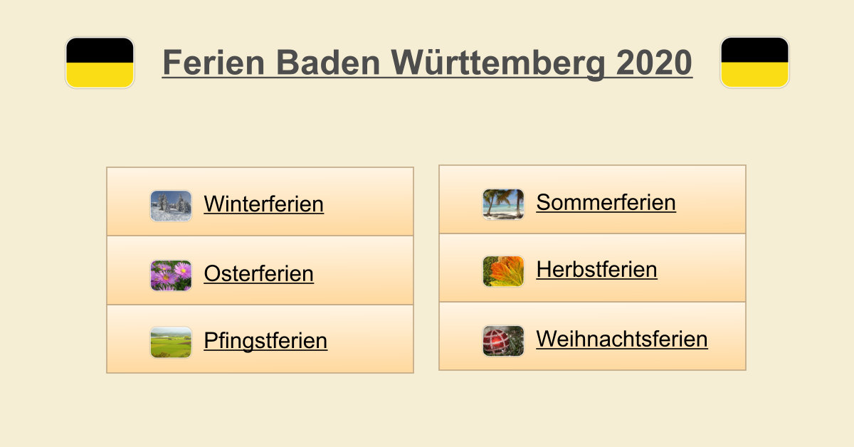 Ferien Baden-Württemberg 2020