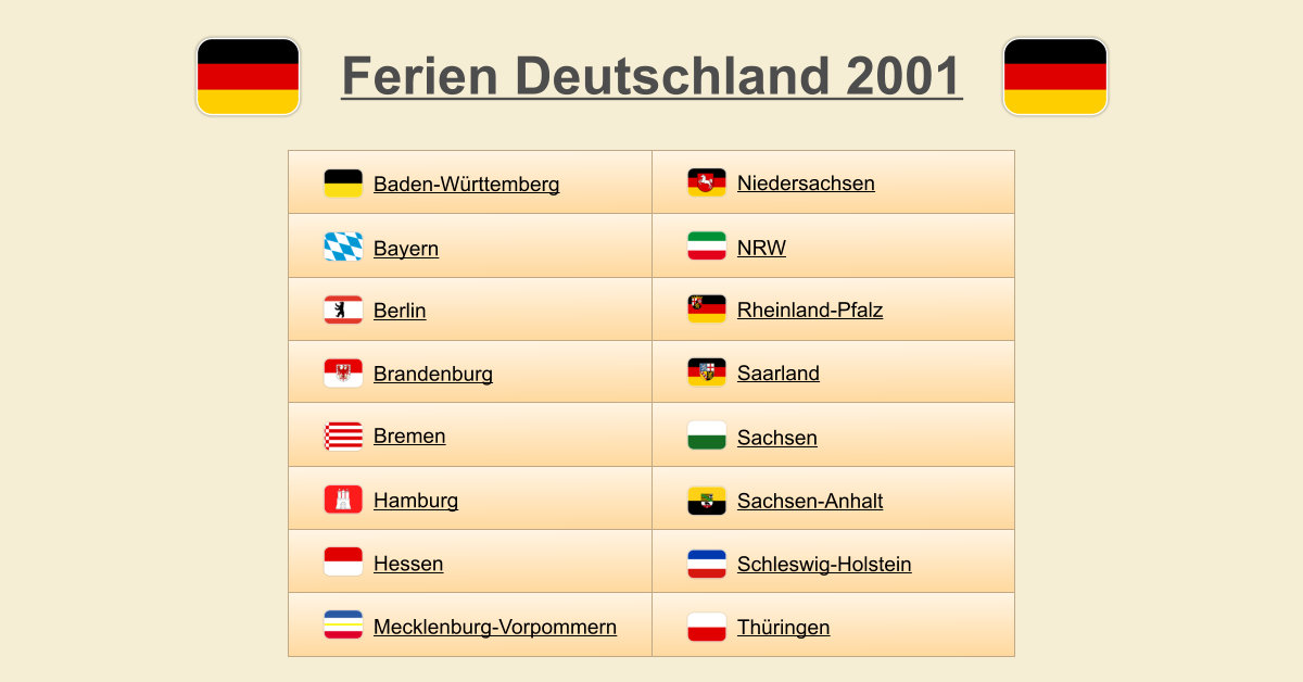Ferien Deutschland 2001