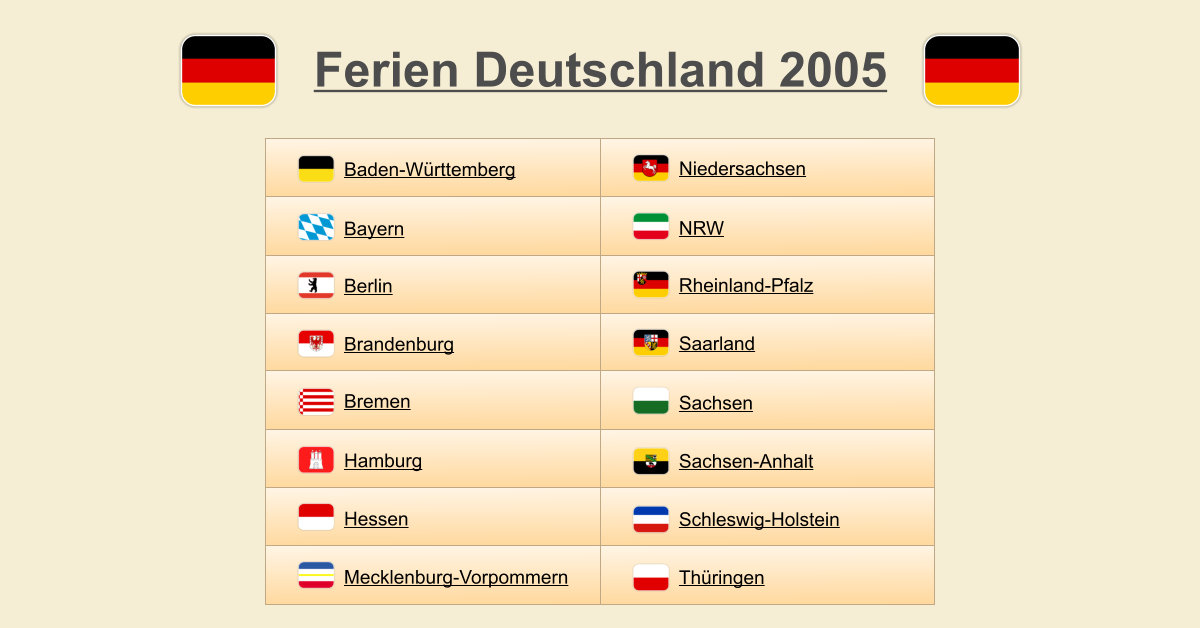 Ferien Deutschland 2005
