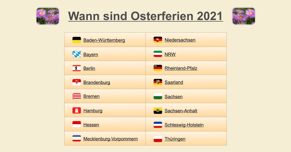 Wann sind Osterferien 2021